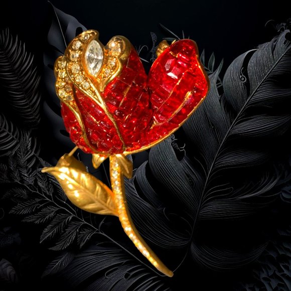 Jewelry | Closepacked Square Ruby Rose Gold Plated Brooch | Poshmark